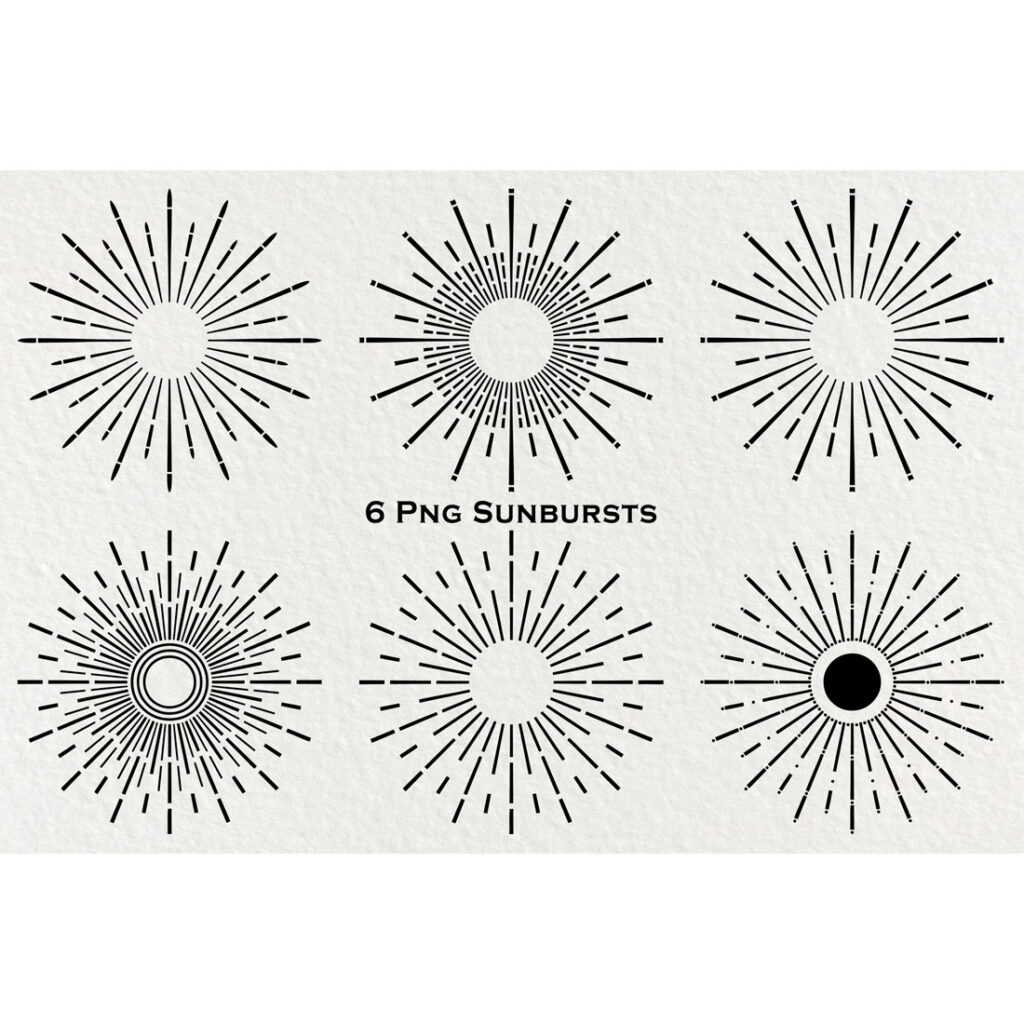 6 Png Sunburst Graphic Design Elements - MasterBundles