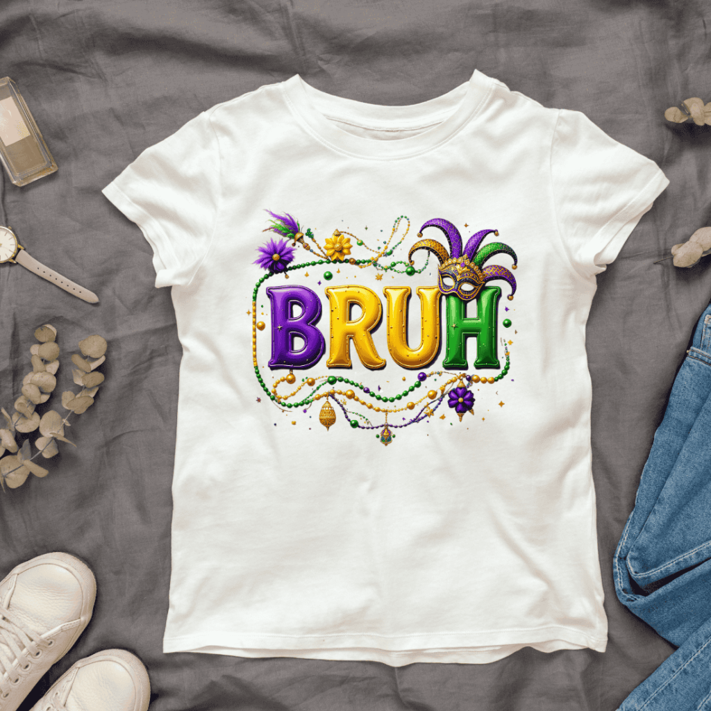 Party Bruh with Mardi Gras Elements T-shirt Design - MasterBundles