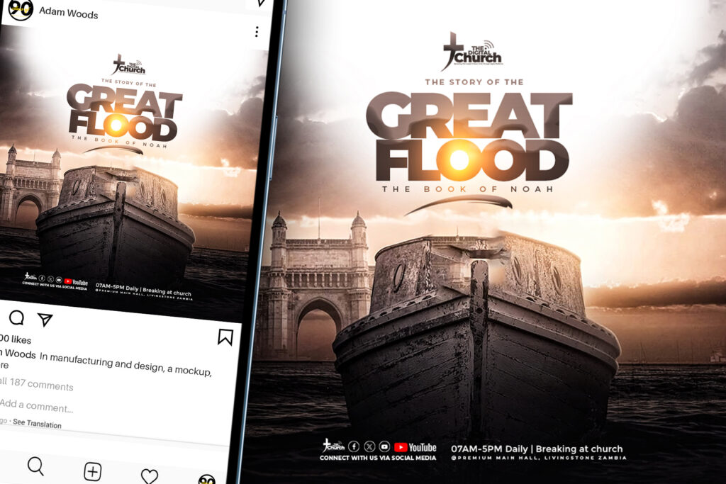 The story of the great flood church flyer template PSD - MasterBundles