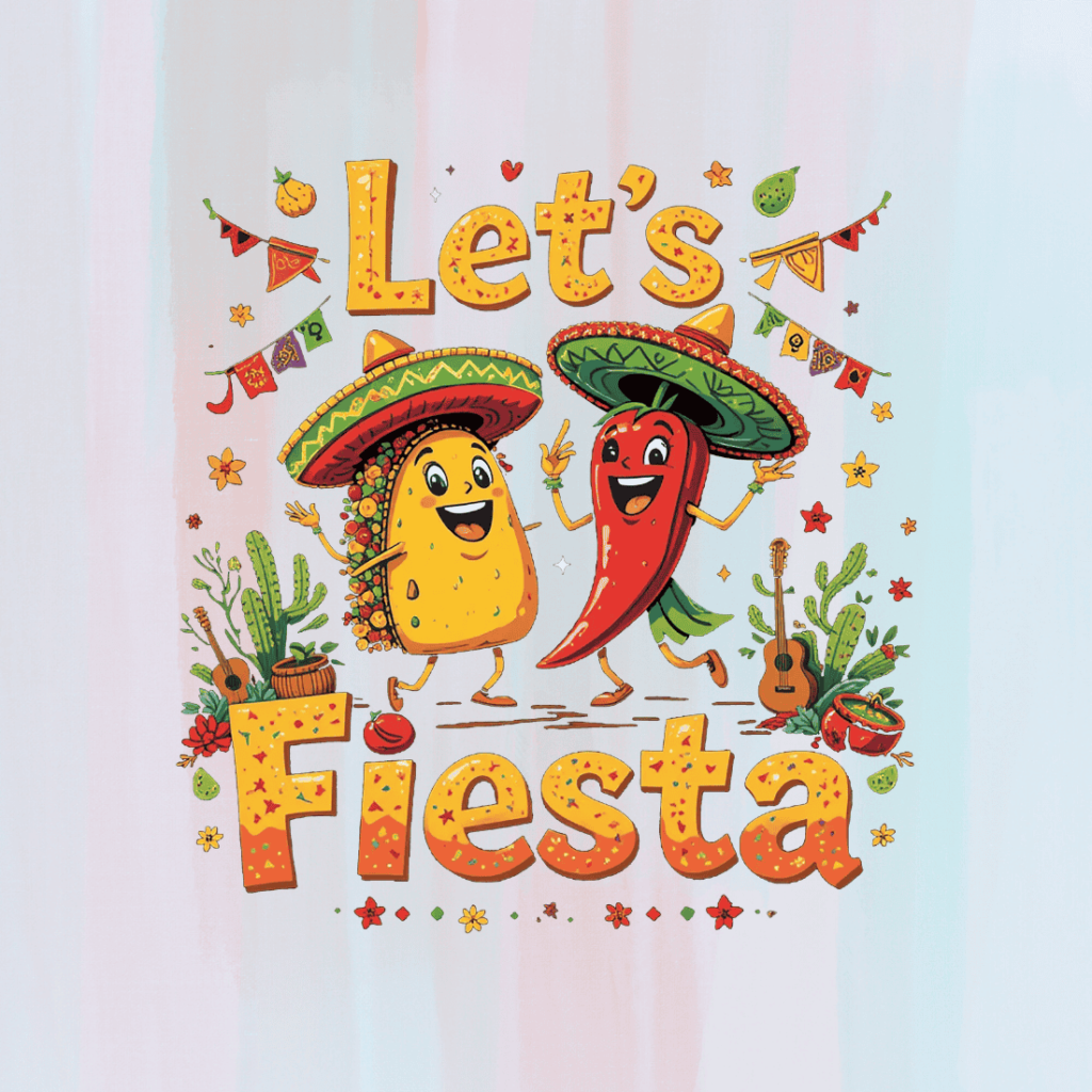 Colorful Cartoon fiesta celebration T-shirt Design Bundle - MasterBundles