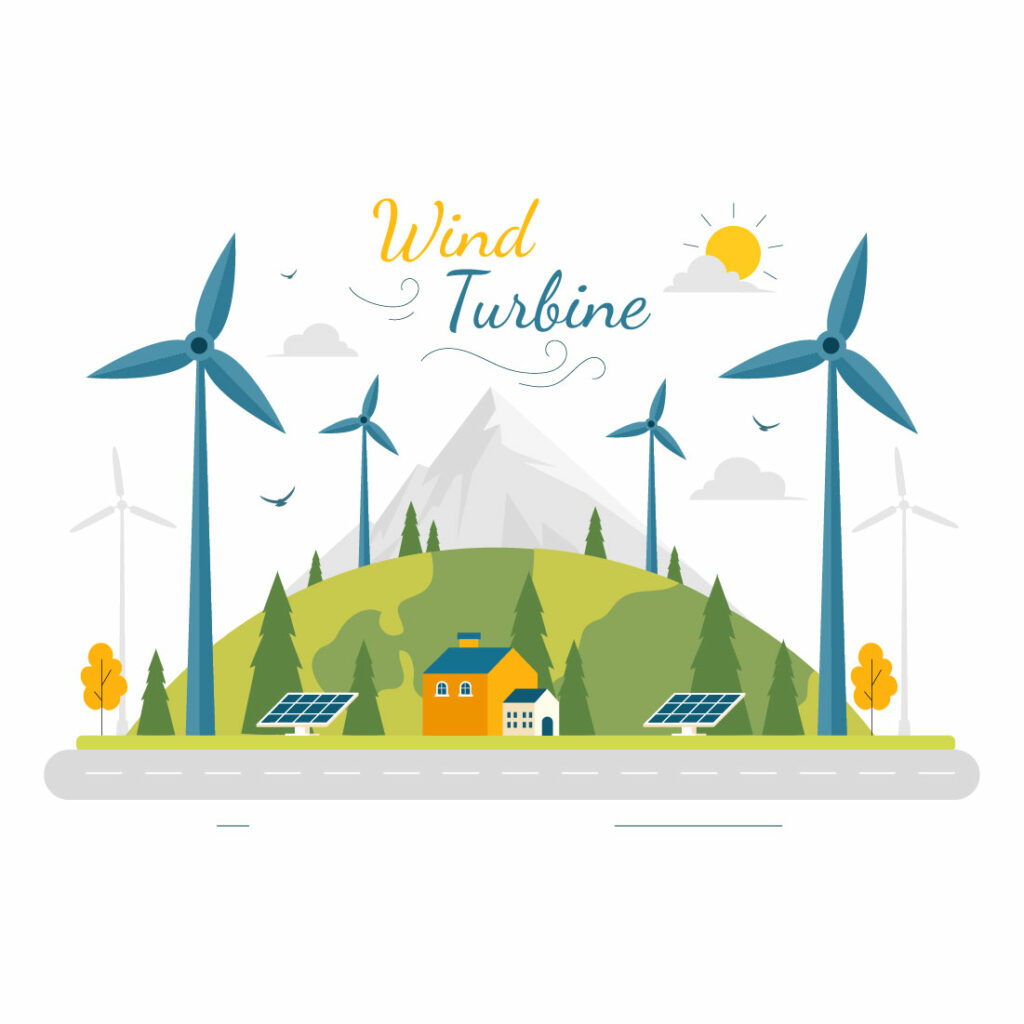 9 Sustainable Wind Turbine Illustration - MasterBundles