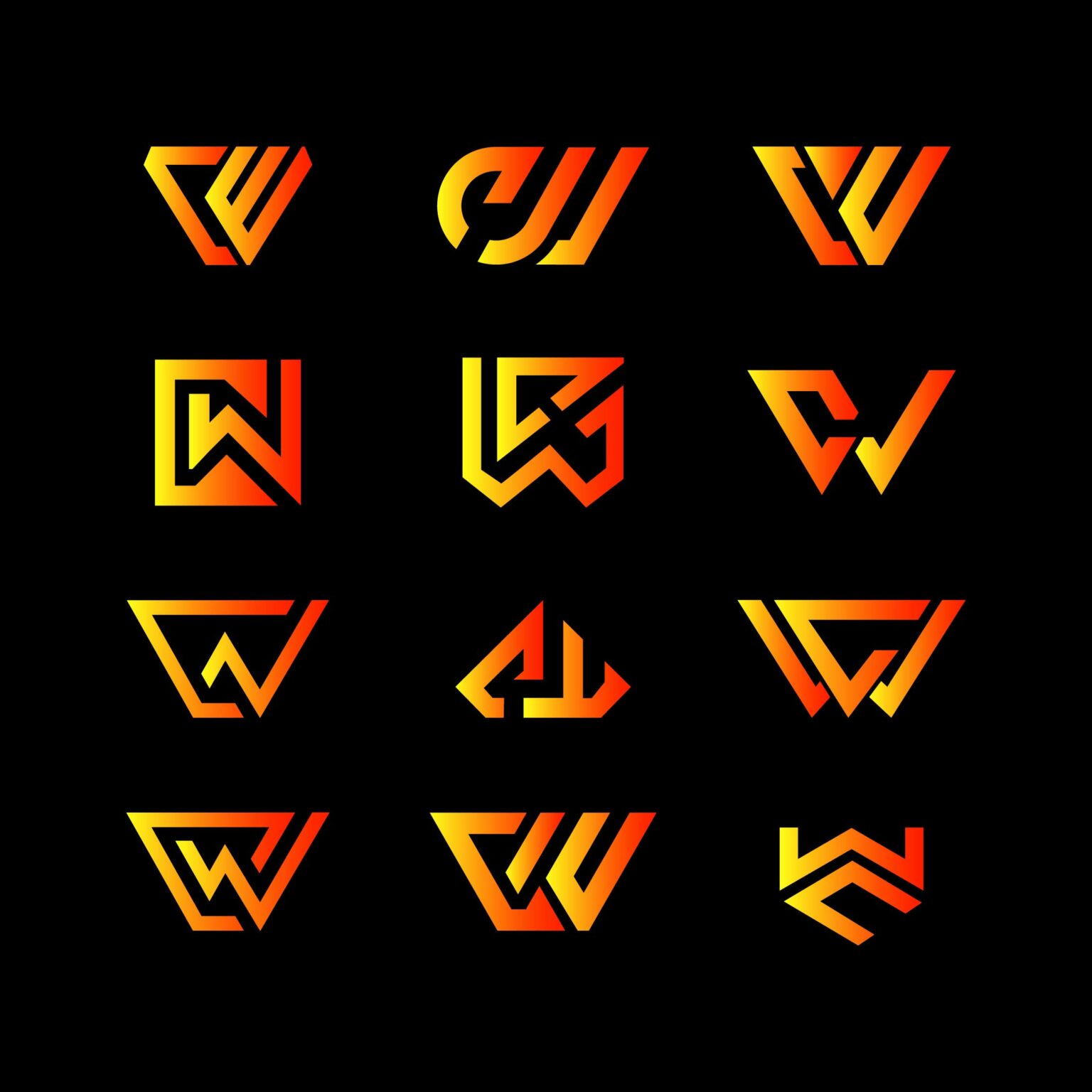 Set of Letter CW Initial Modern Logo Collections – Unique & Stylish ...
