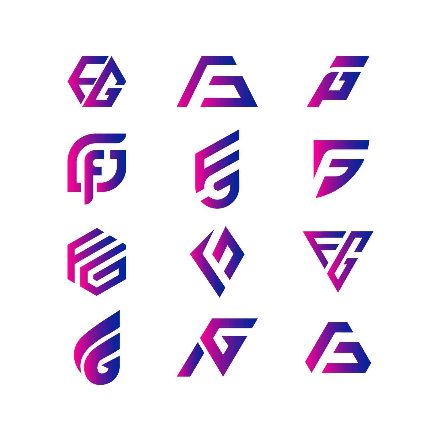 Set of letter FG initial modern logo collections - MasterBundles