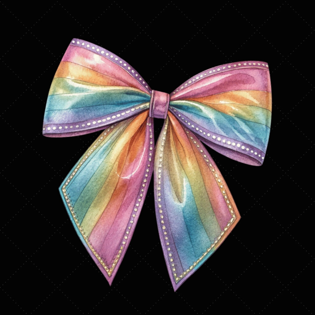 Metallic Shimmer Rainbow Coquette Bow Clipart with Shimmer, metallic ...