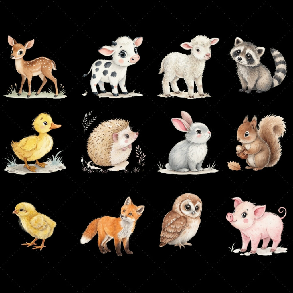 Spring Baby Animals Watercolor Clipart Pack – Adorable Illustrations ...