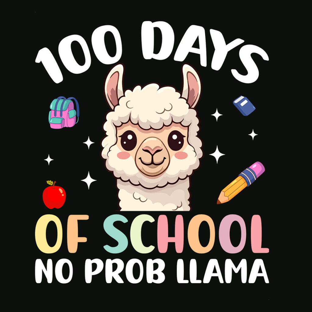 100 days of school no prob llama for lama lovers - MasterBundles