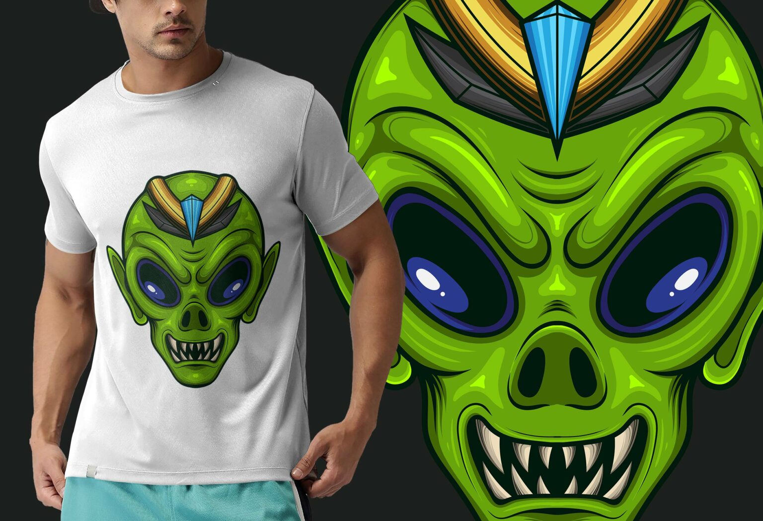 Alien Head Design - MasterBundles