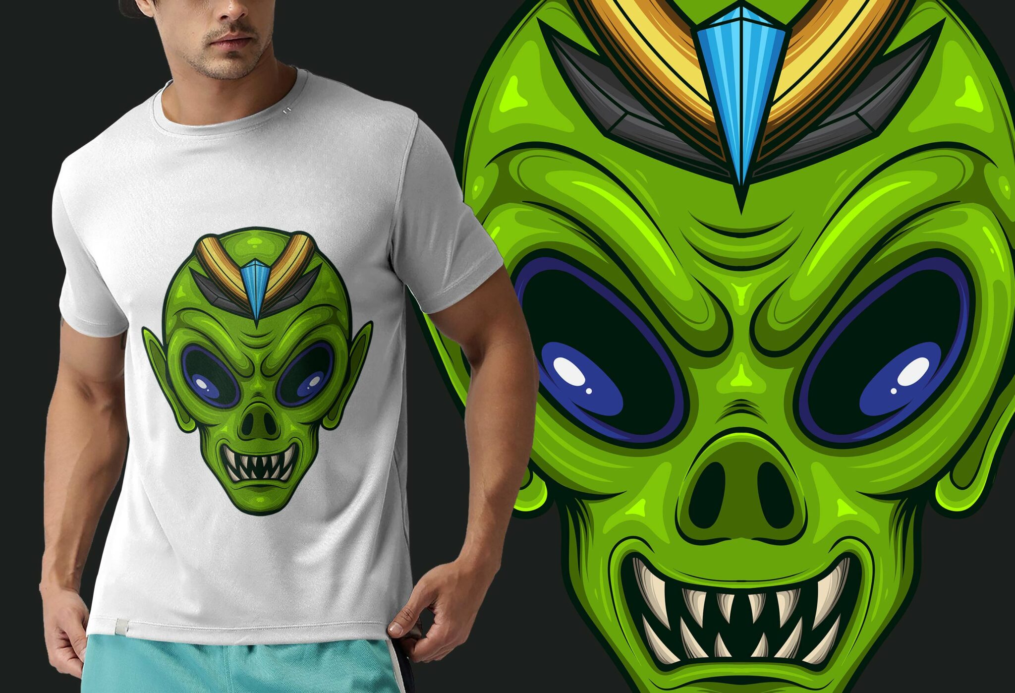 Alien Head Design - MasterBundles