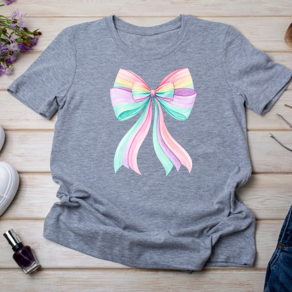 Pastel Rainbow Coquette Bow Clipart, pastel rainbow bow, soft coquette ...