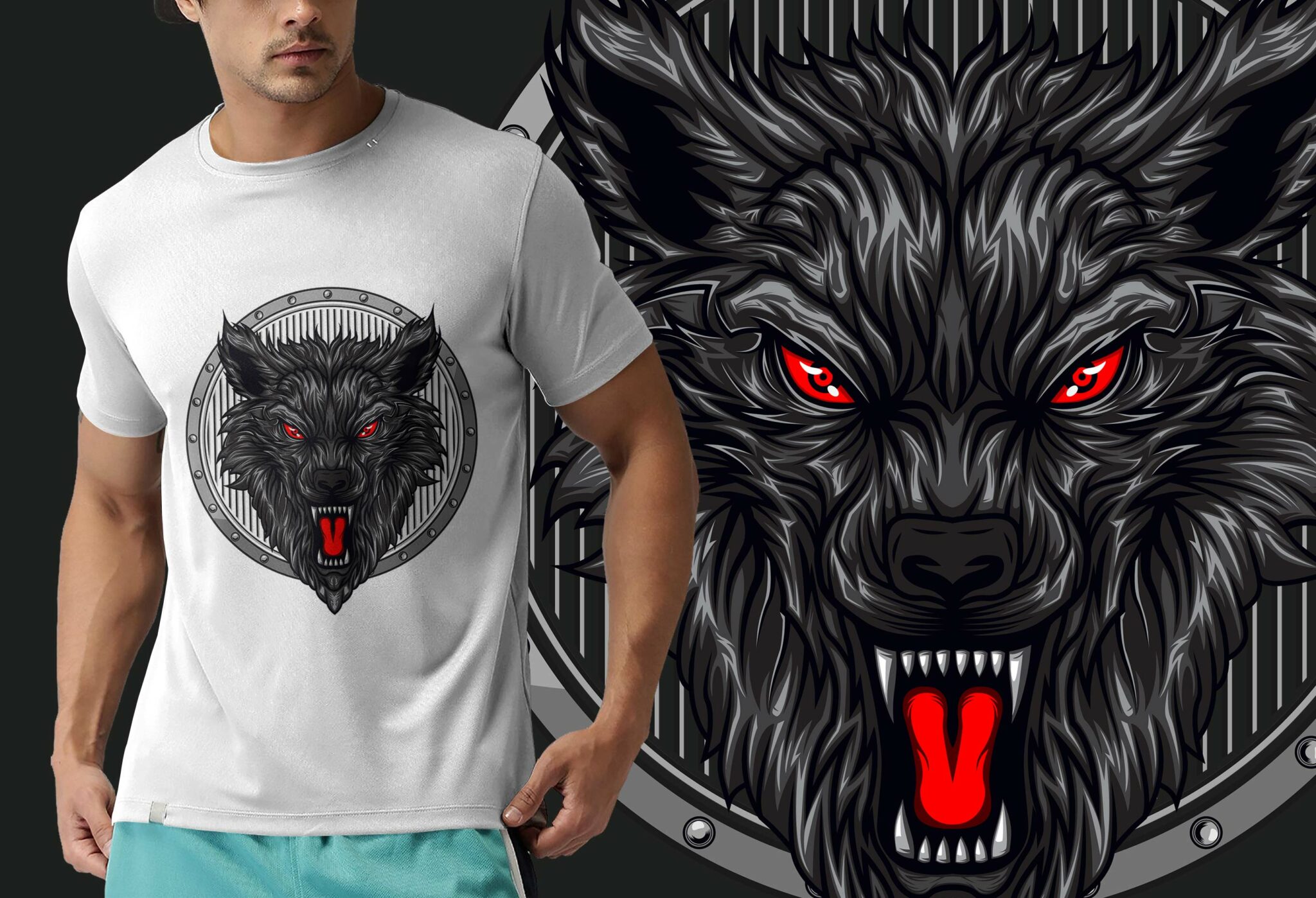Angry Black Wolf Design - MasterBundles