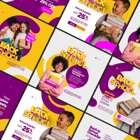 Back To School Social Media Post Design [6 PSD] - ONLY $12