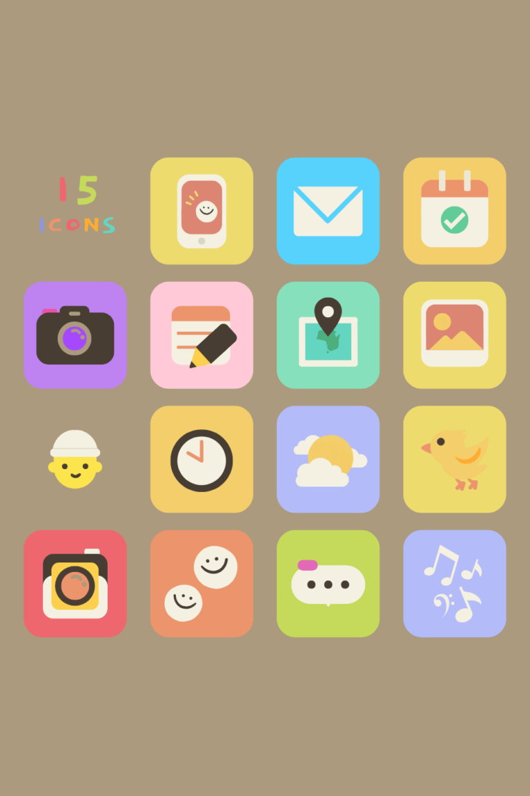 Blue and Cream Cute Icons Set - MasterBundles