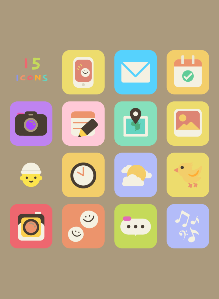 Blue and Cream Cute Icons Set - MasterBundles