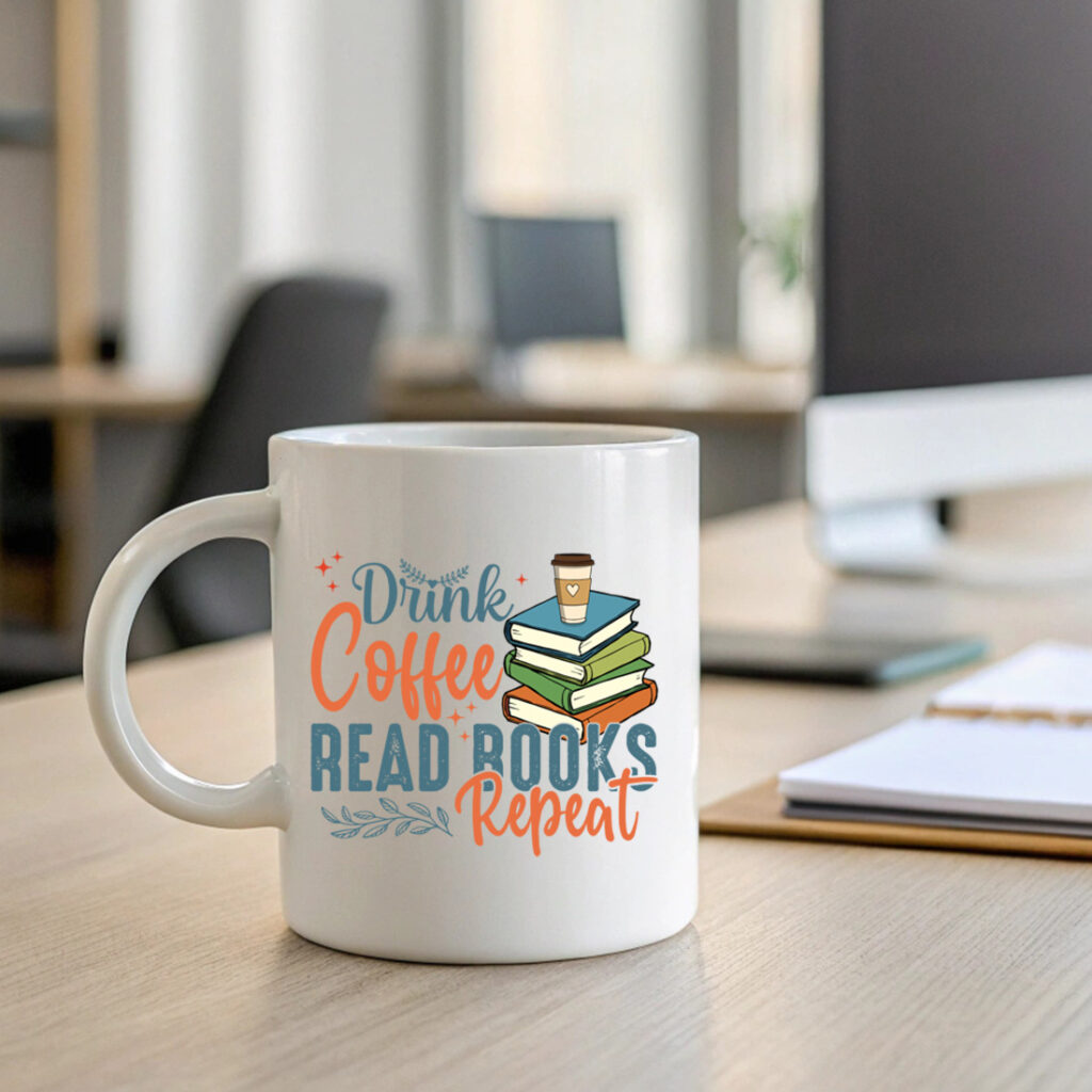 drink coffee read books repeat - book lover t-shirt design with vintage ...