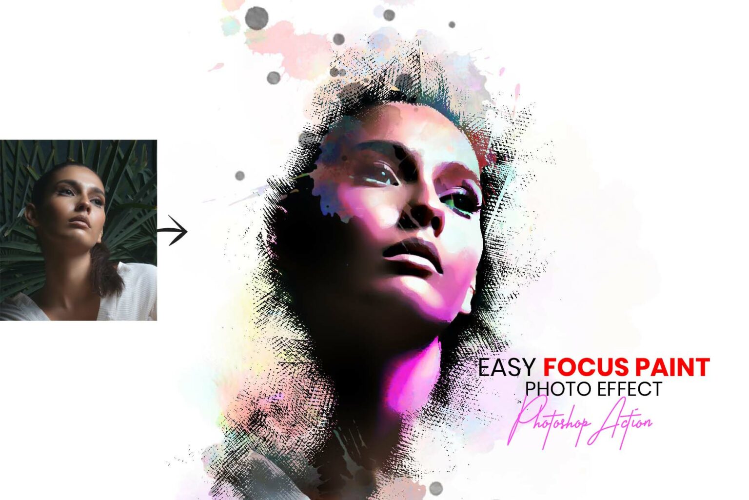 Focus Paint Art Photoshop Actions - MasterBundles