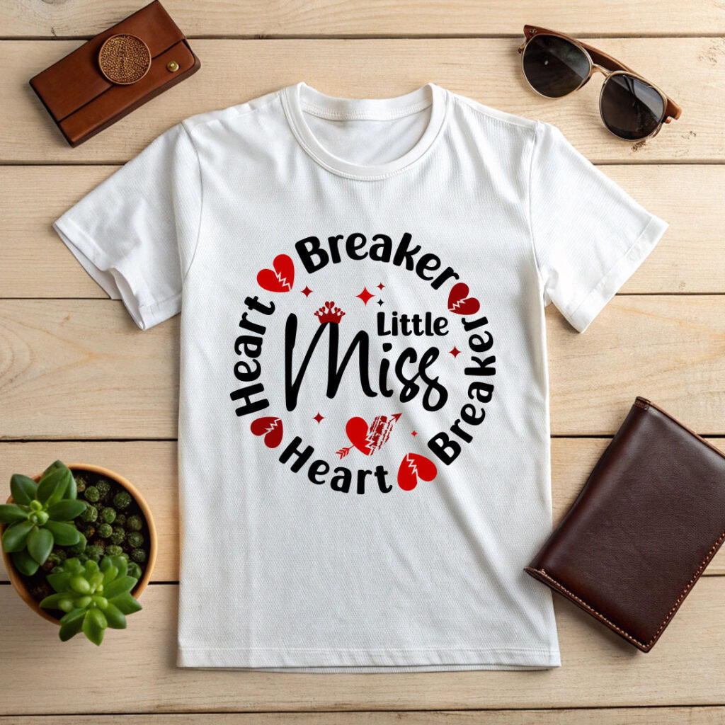 Little Miss Heart Breaker Funny Valentine typography Vector design ...