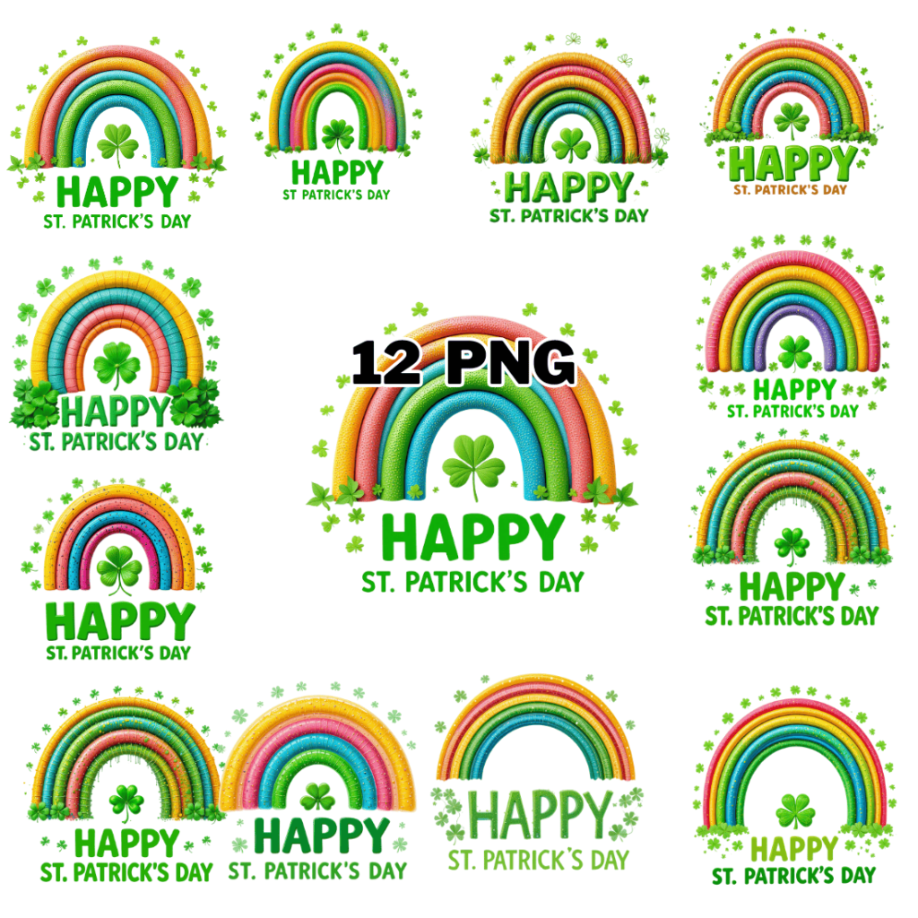 ST PATRICKS DAY Text With Rainbow Sublimation Clipart Bundle ...