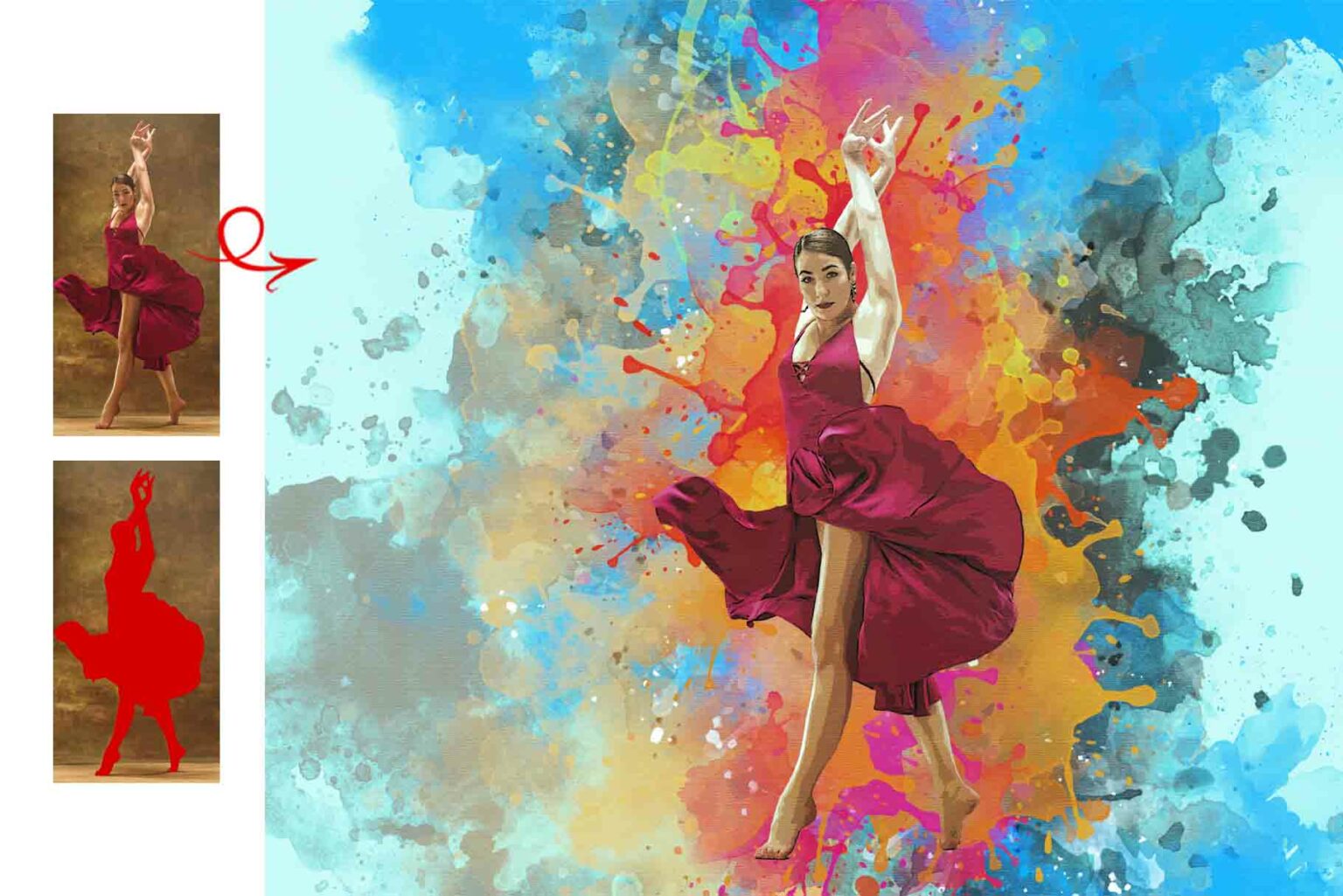 Brush Paint Splash Photoshop Action - MasterBundles