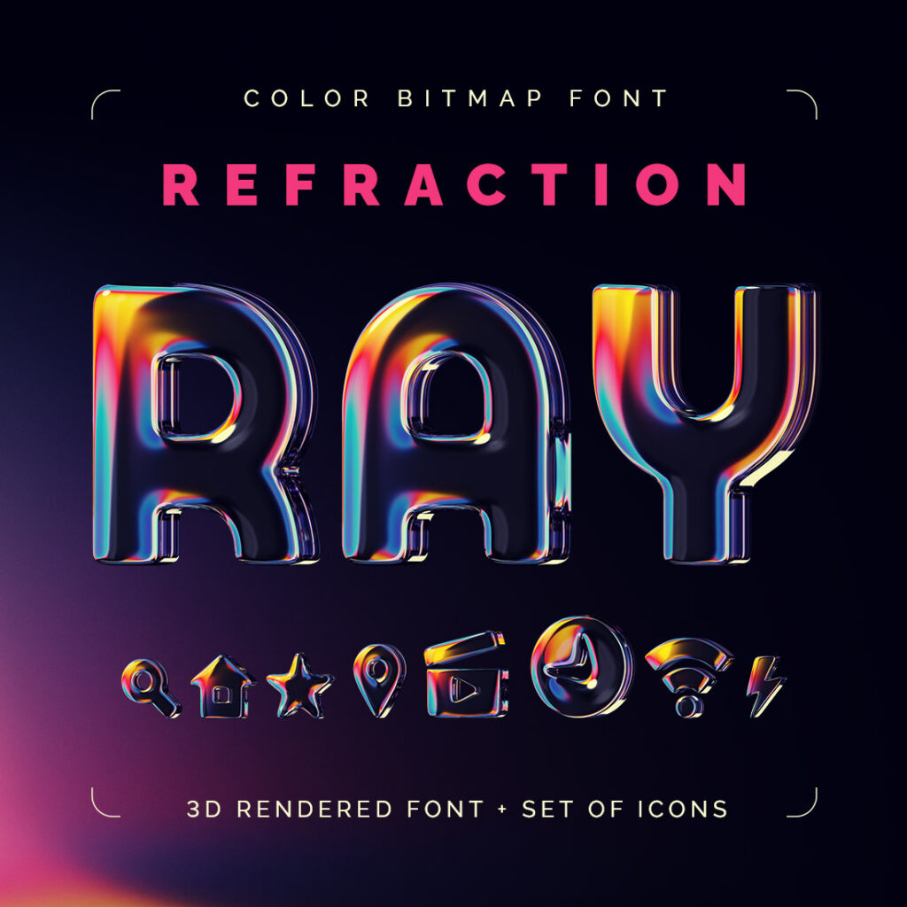 Refraction Ray - Color Bitmap Font - MasterBundles