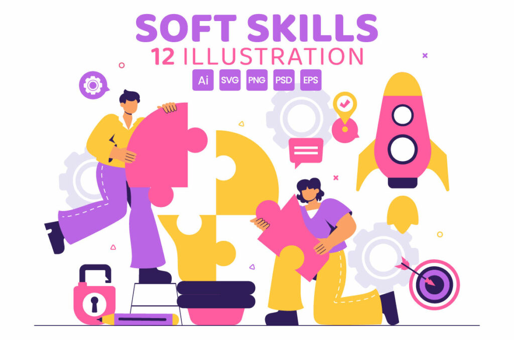 12 Workplace Soft Skills Illustration - MasterBundles