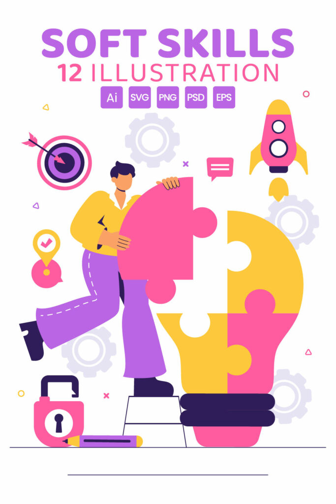 12 Workplace Soft Skills Illustration - MasterBundles