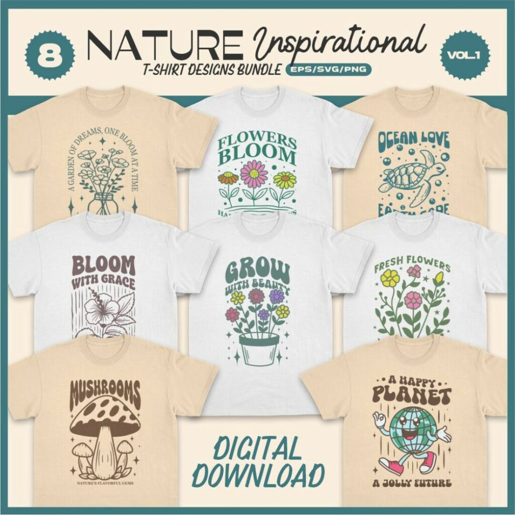 Nature Inspirational T-shirt Designs Vector Bundle - MasterBundles