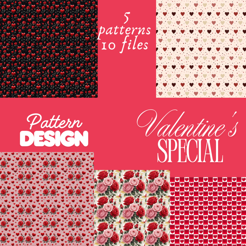 seamless Valentine’s Day patterns created in watercolor technique ...