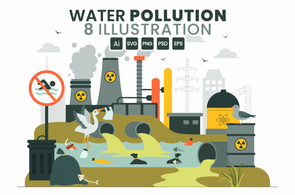 8 Industrial Water Pollution Illustration - MasterBundles