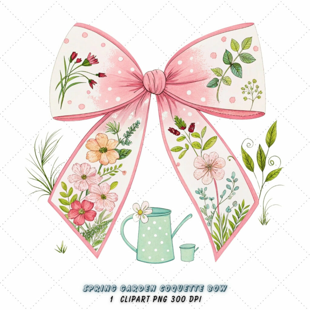Spring Garden Coquette Bow Clipart, spring garden bow, coquette bow ...