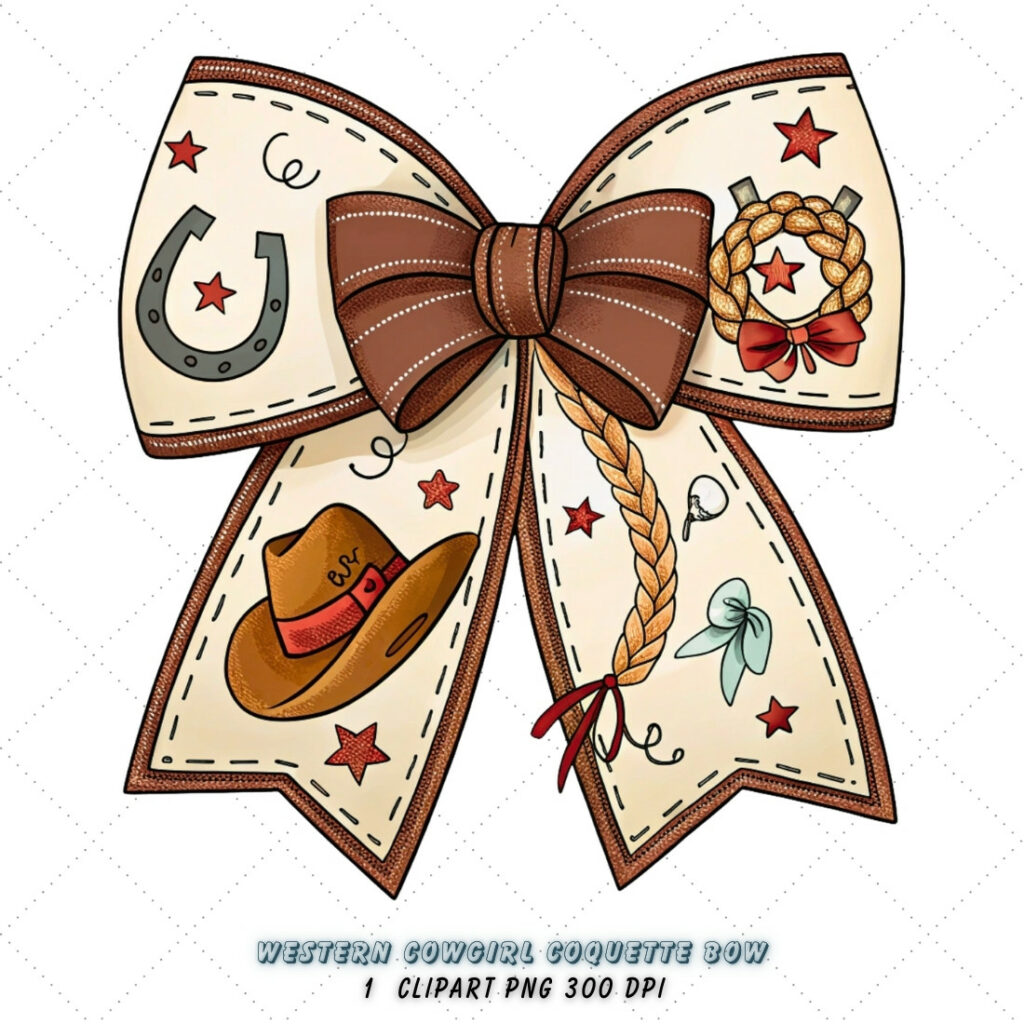 Western Cowgirl Coquette Bow Clipart, western cowgirl bow, coquette bow ...