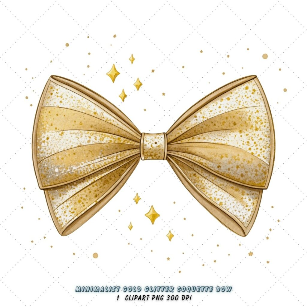 Minimalist Gold Glitter Coquette Bow Clipart, minimalist gold bow, glitter coquette bow, sleek ...
