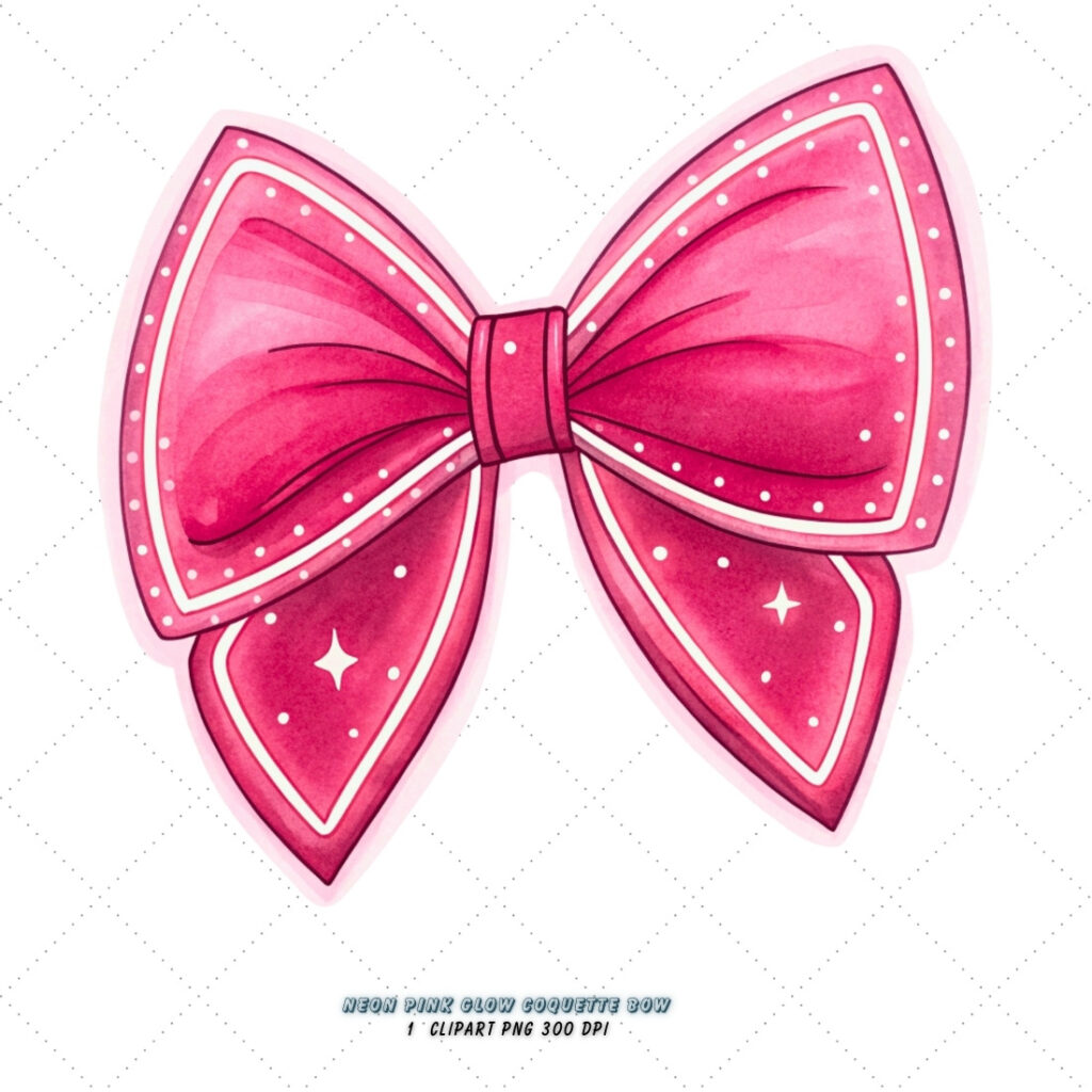 Neon Pink Glow Coquette Bow Clipart, neon pink bow, glowing coquette ...