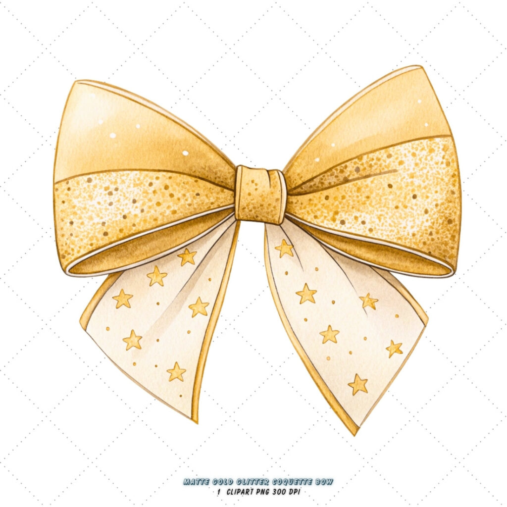 Matte Gold Glitter Coquette Bow Clipart, matte gold bow, glitter ...