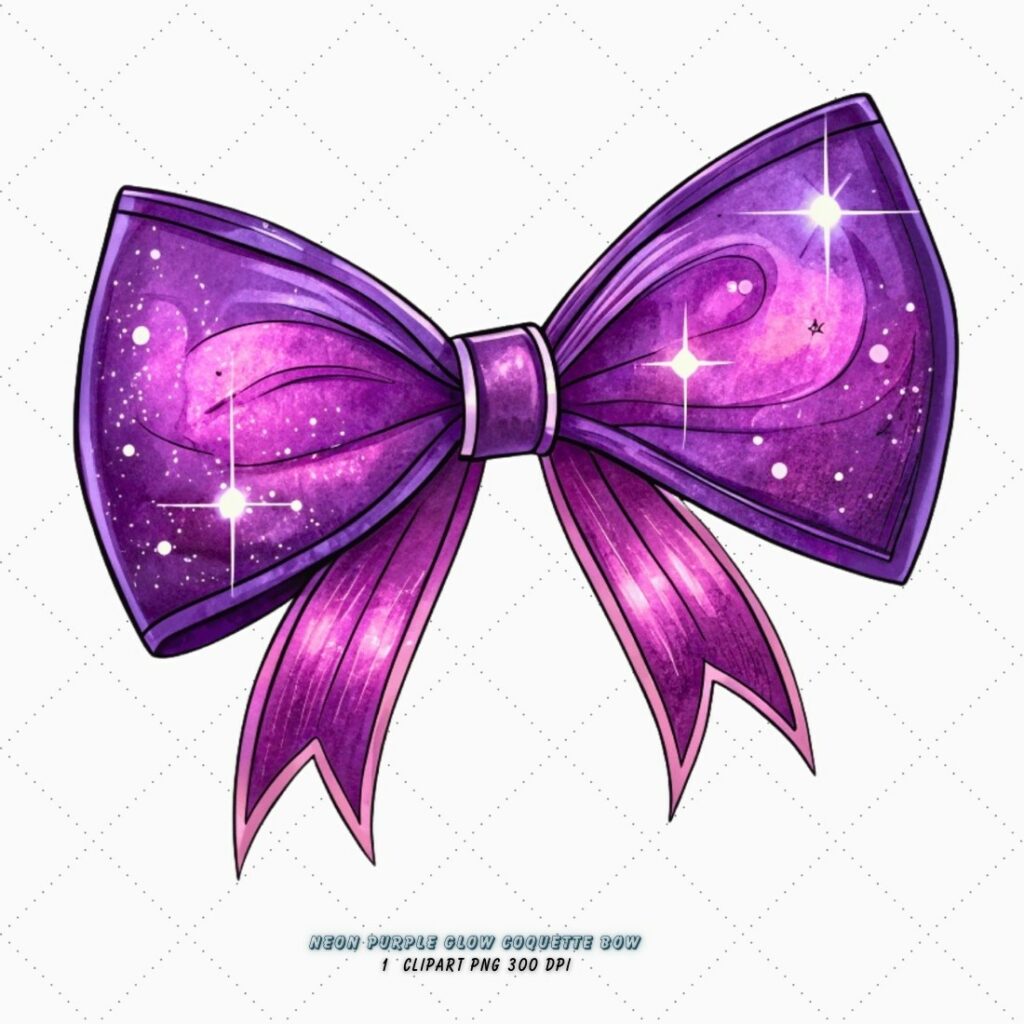 Neon Purple Glow Coquette Bow Clipart, neon purple bow, glowing ...