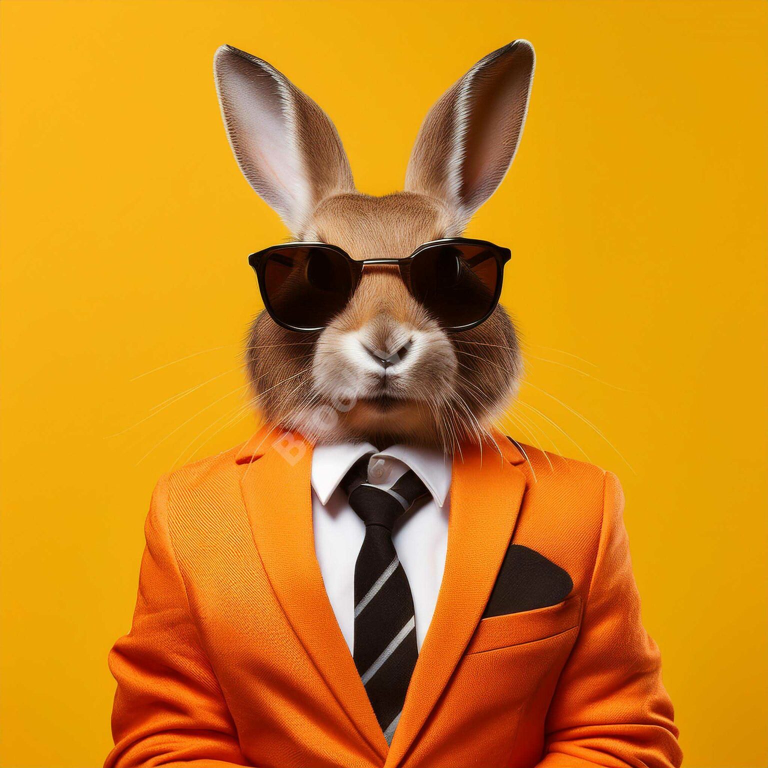 Cool White Rabbit with Orange Sunglasses Giving a Thumbs-Up - MasterBundles