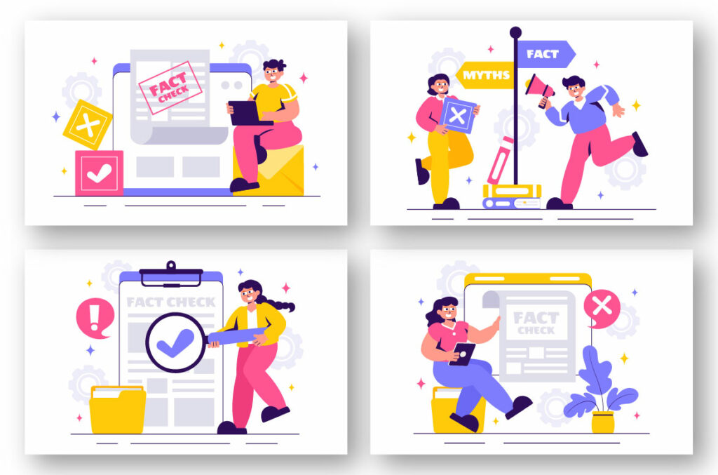 12 Myths vs Facts Check News Illustration - MasterBundles