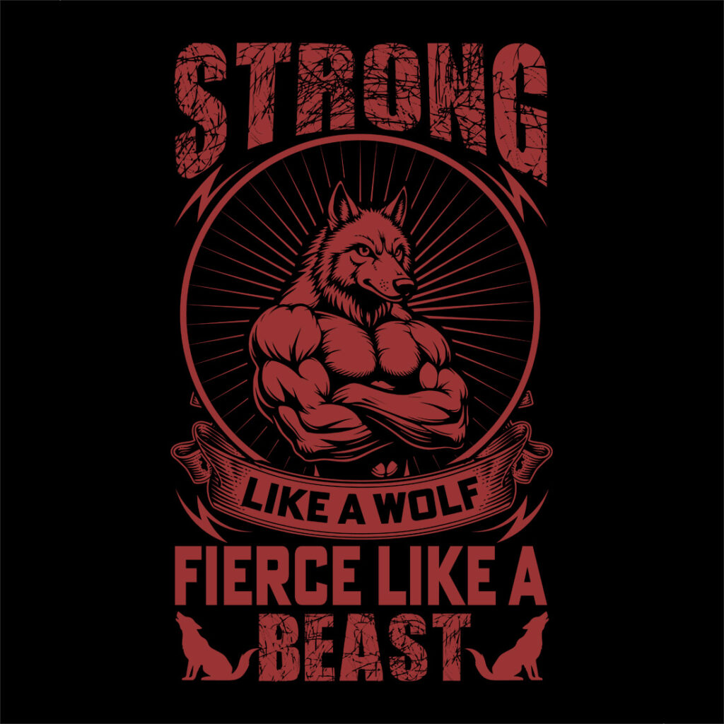 Fierce wolf bodybuilding t-shirt design for gym and fitness lovers ...