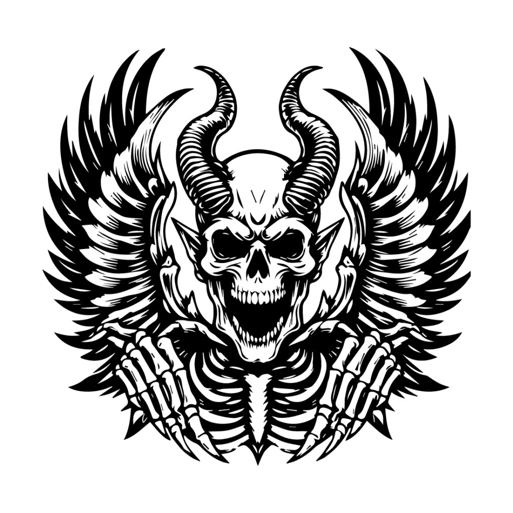 Flying Skelton With Wings Illustration Timeless Vintage Design ...