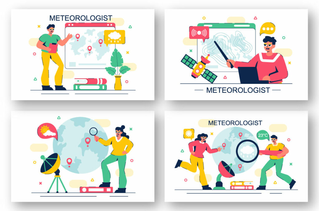 12 Meteorologist Analyzing Illustration - MasterBundles