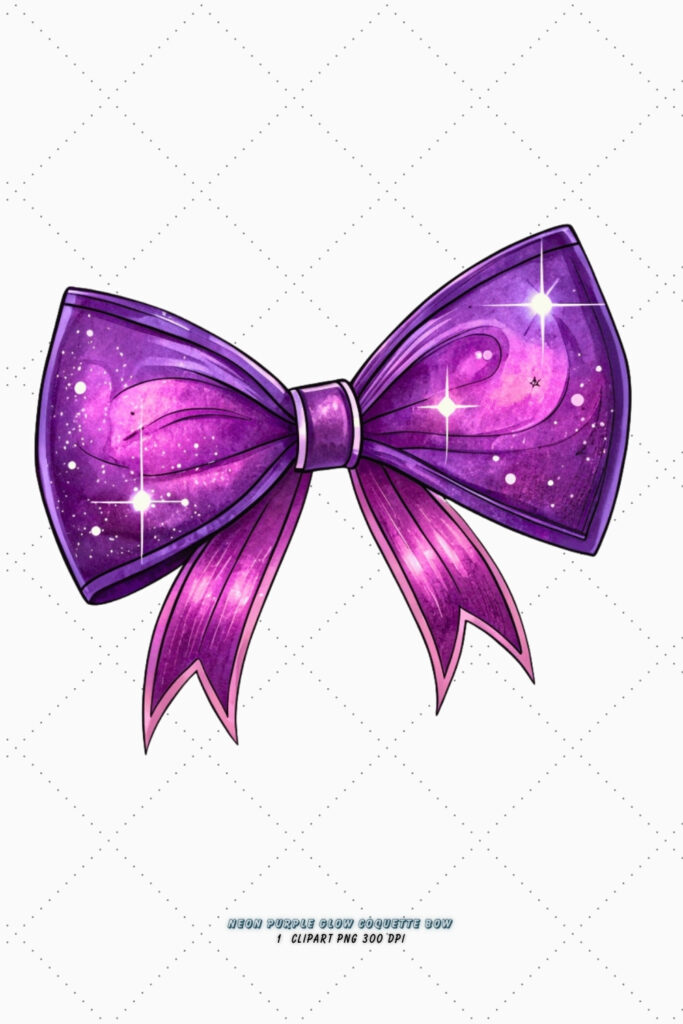 Neon Purple Glow Coquette Bow Clipart, neon purple bow, glowing ...