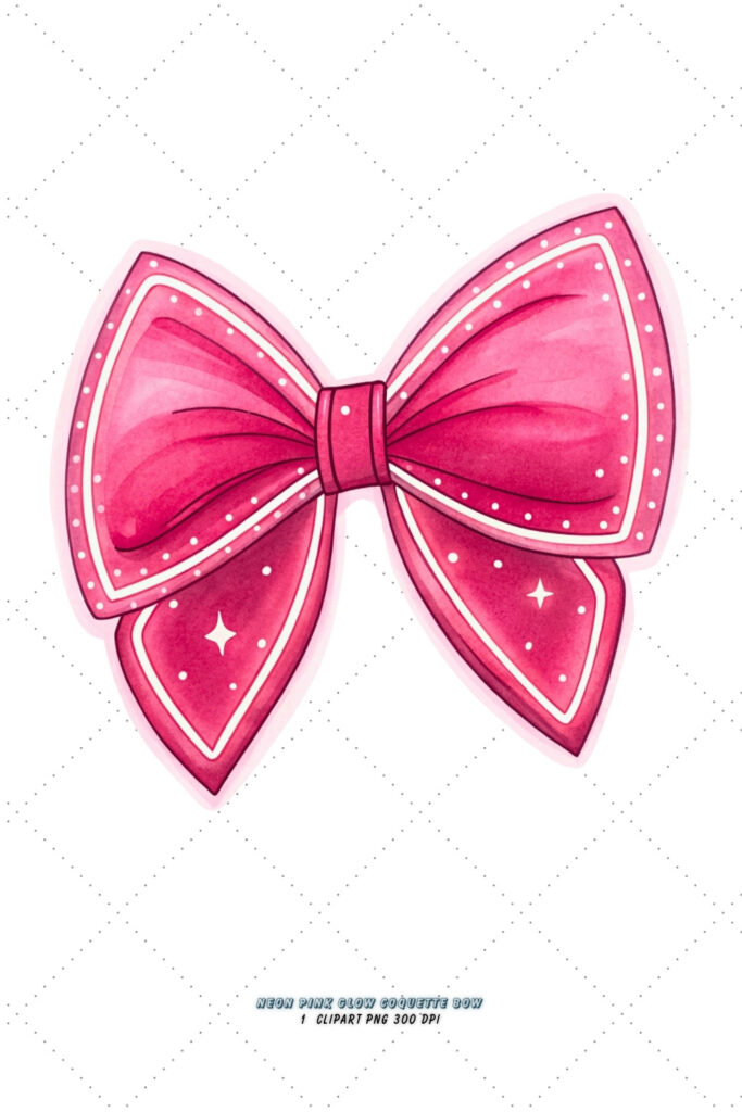 Neon Pink Glow Coquette Bow Clipart, neon pink bow, glowing coquette ...