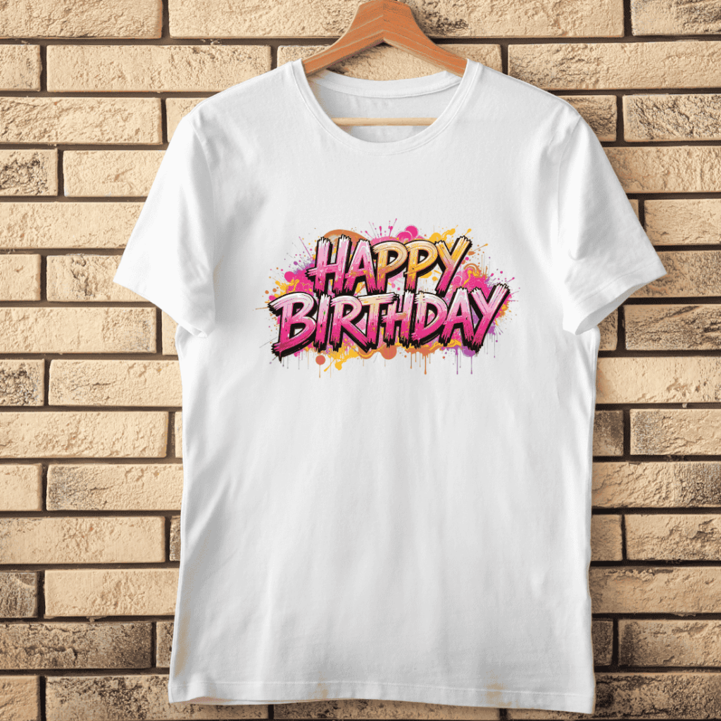 Colorful Birthday Typography with Splatter Effect T-Shirt Design ...