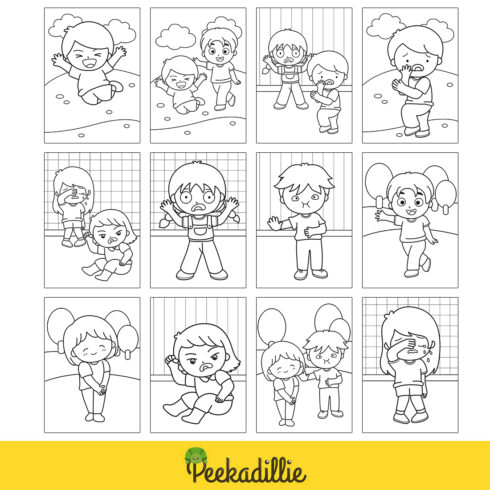 Cute Kids People Girl Boy Emotions Expressions Face Emotional Character ...