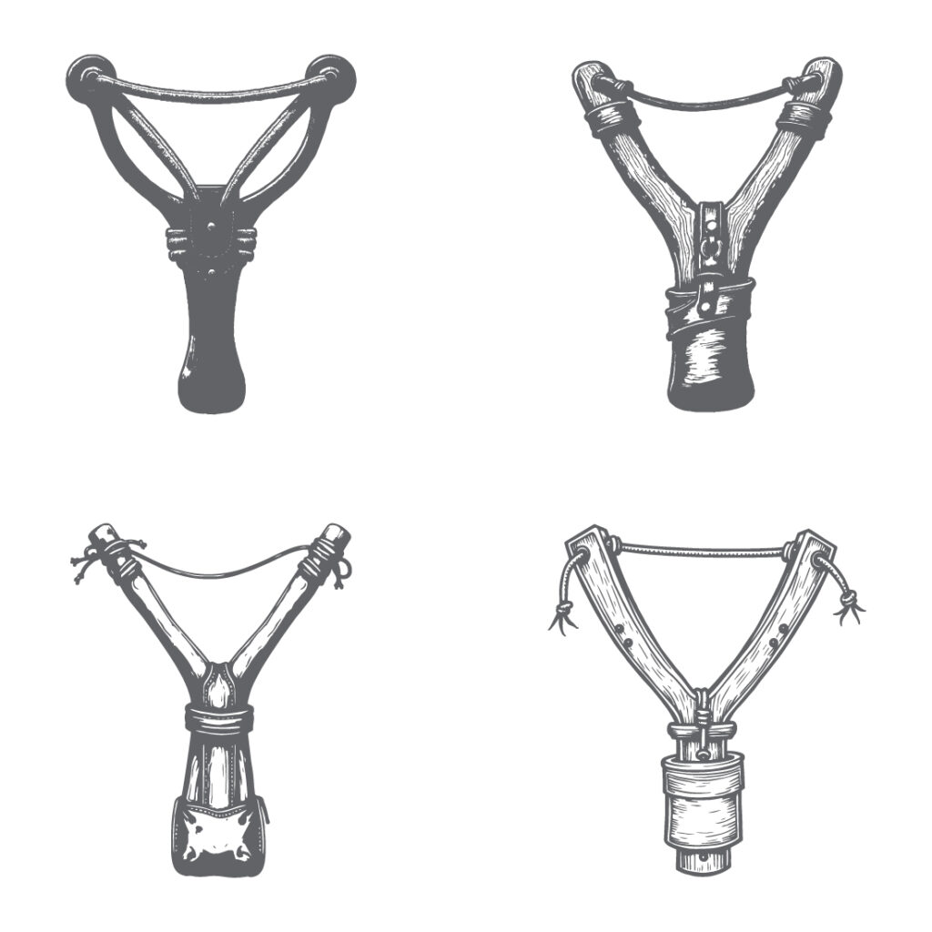 Collection of hand-drawn slingshot illustrations - MasterBundles