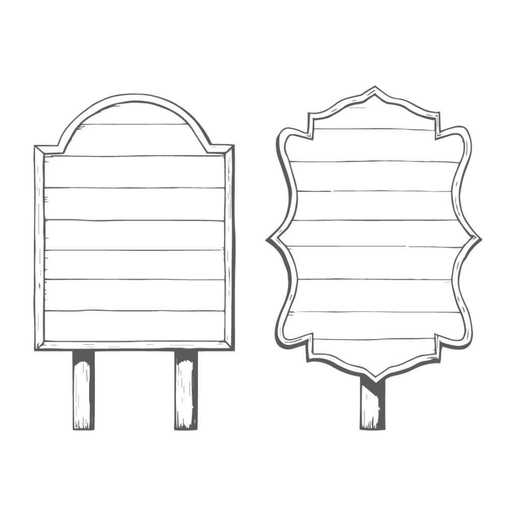 Vintage wooden signs hand drawn sketch illustration set - MasterBundles