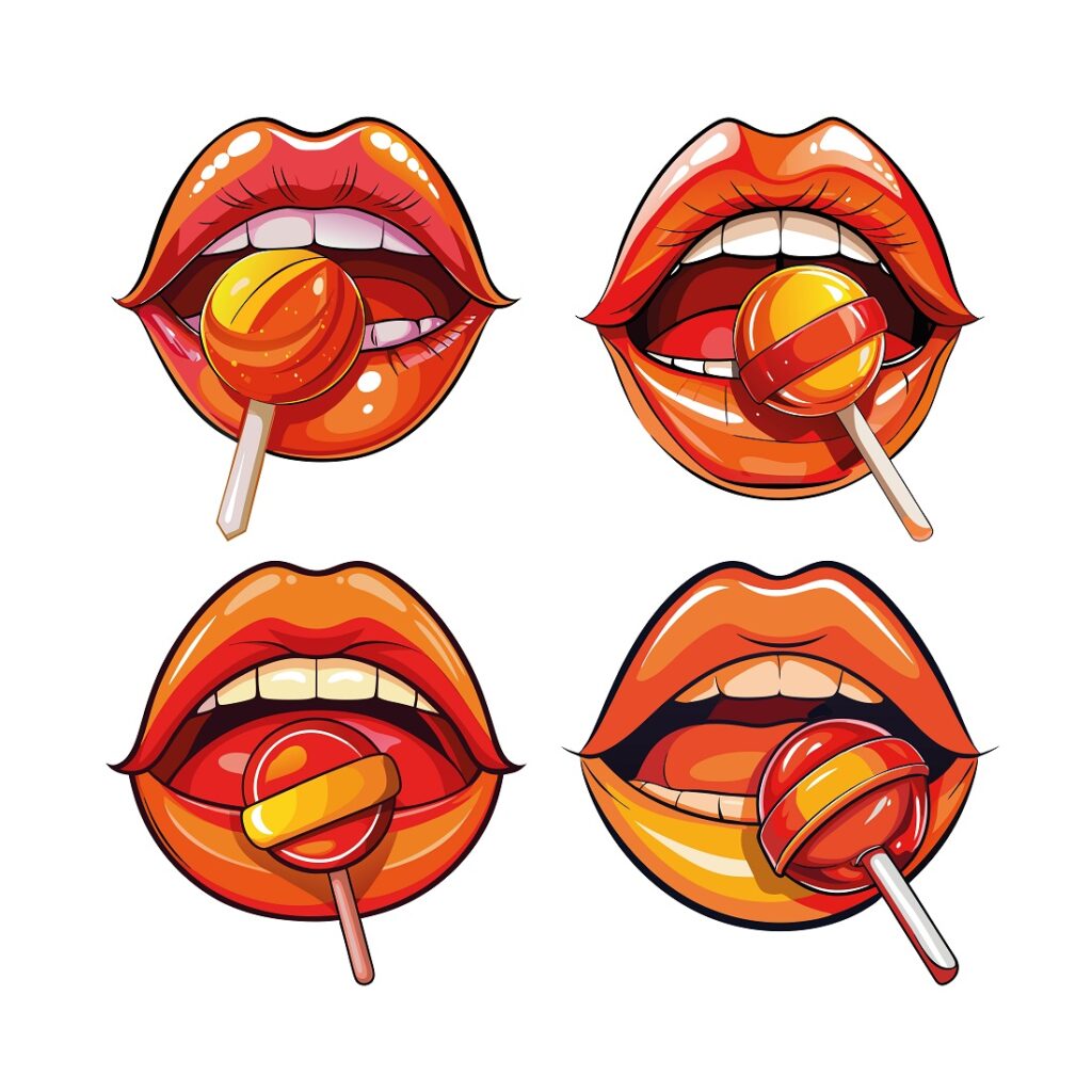 Lips and Lollipop Vector Set. Sexy Lips and Lollipop Graphics. - MasterBundles