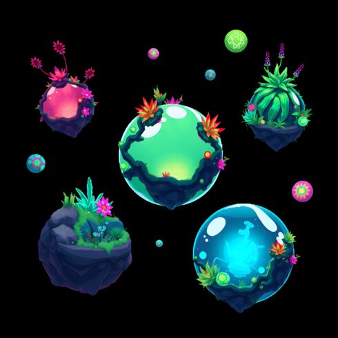 Floating Bioluminescent Spheres PNG Bundle – Alien Flora & Sci-Fi Glow ...