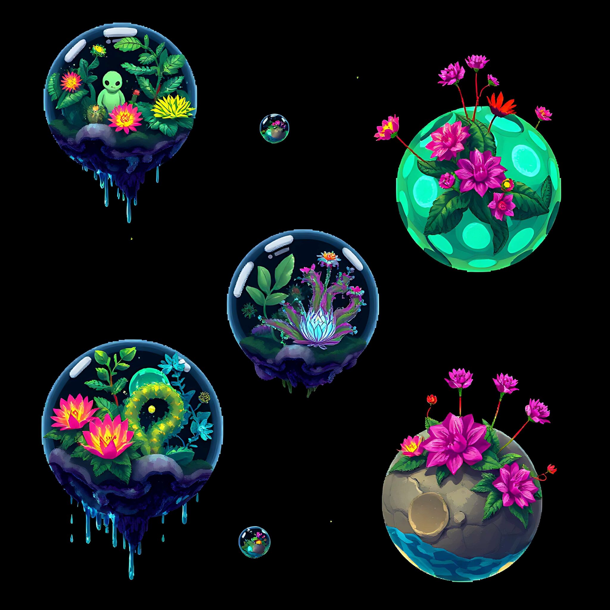 Floating Bioluminescent Spheres PNG Bundle – Alien Flora & Sci-Fi Glow ...