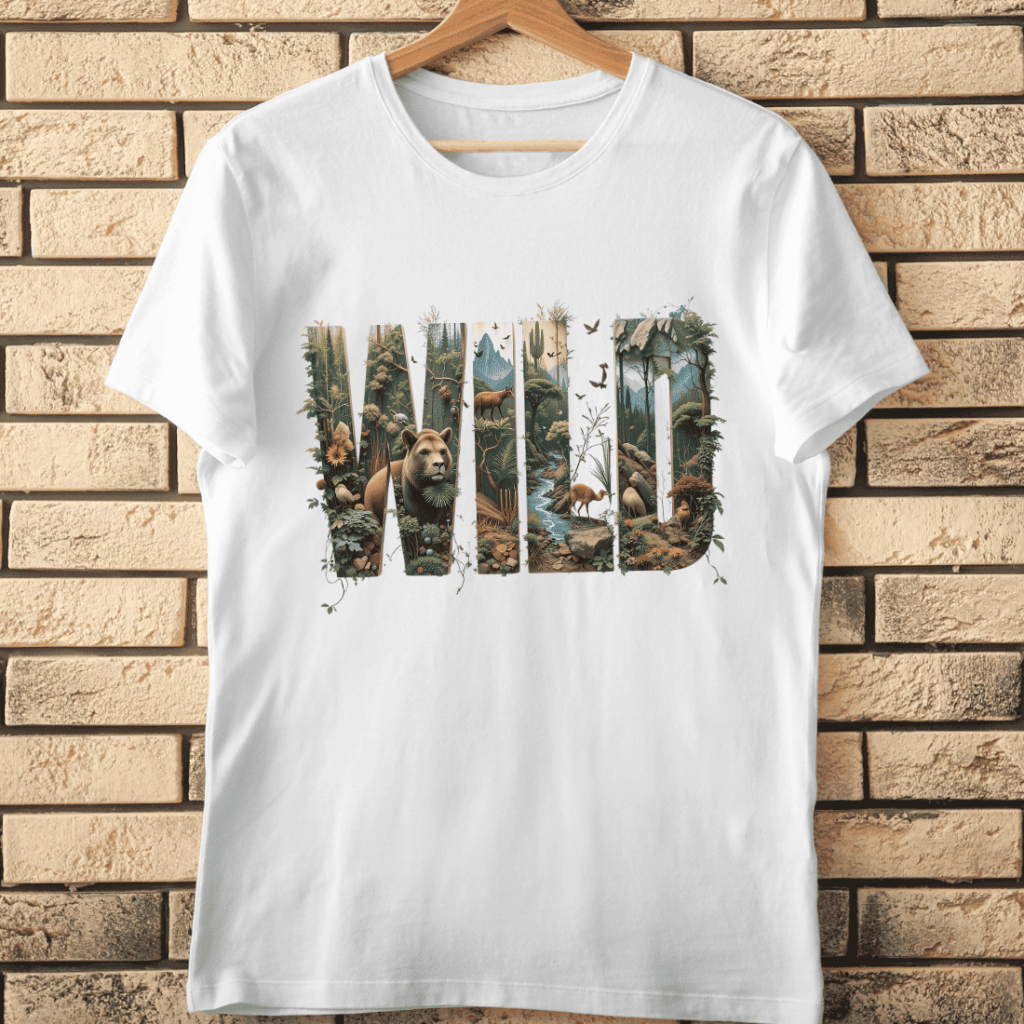 WILD Nature Landscape Typography T-Shirt Design - MasterBundles