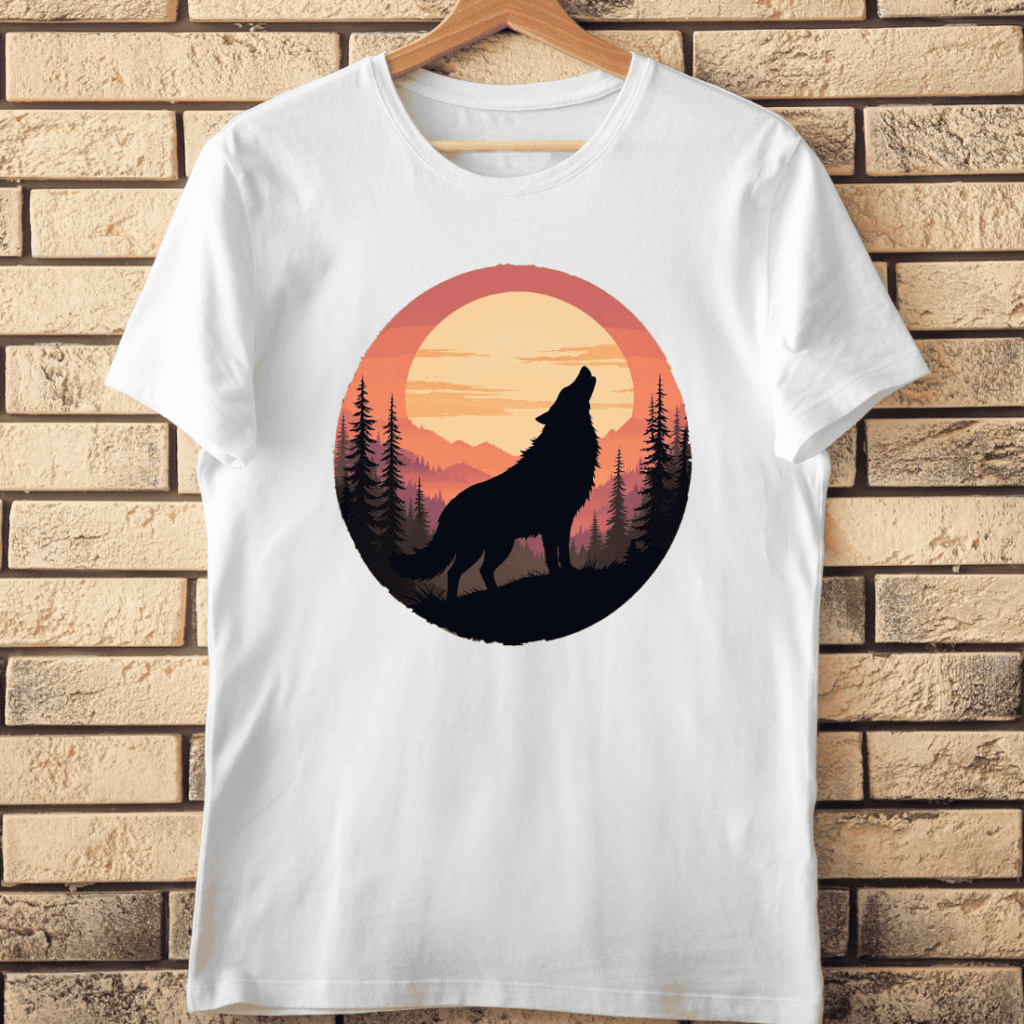 Wolf Howling at Moon T-Shirt Design - MasterBundles